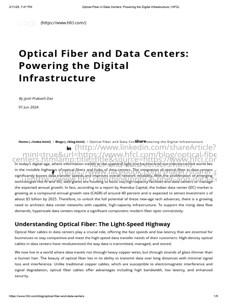 Optical Fiber in Data Centers - Powering The Digital Infrastructure ...