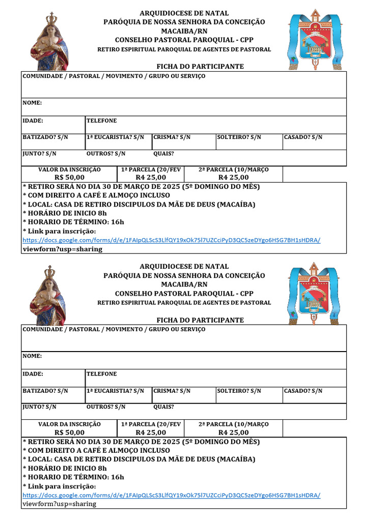 Ficha Do Retiro | PDF