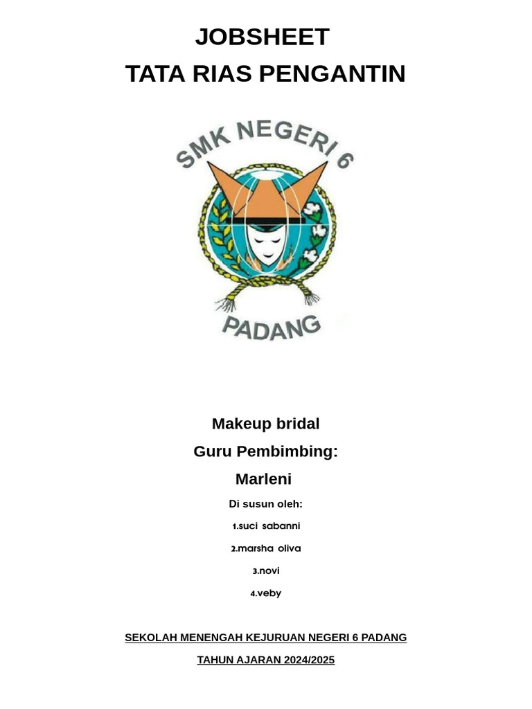 Jobsheet Tata Rias Pengantin Koto Gadang PDF | PDF