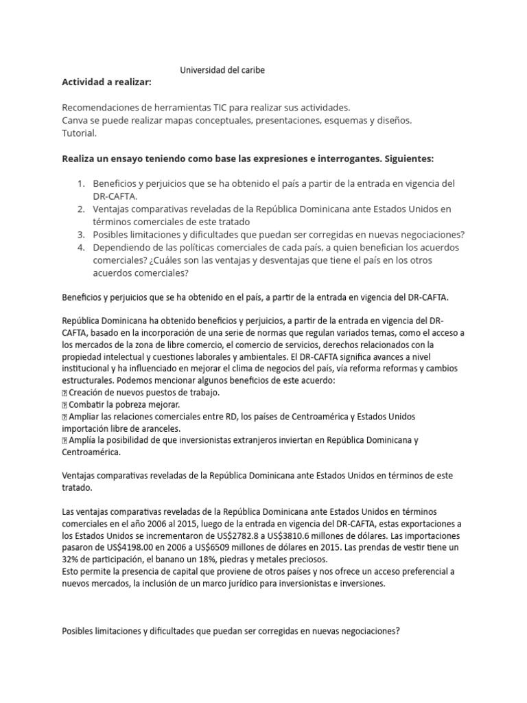Impacto del DR-CAFTA en RD: Beneficios y Retos | PDF | Economias | El ...