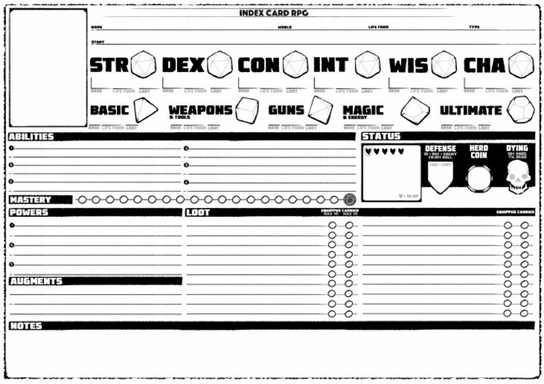 ICRPG Master Edition Character Sheet Landscape | PDF