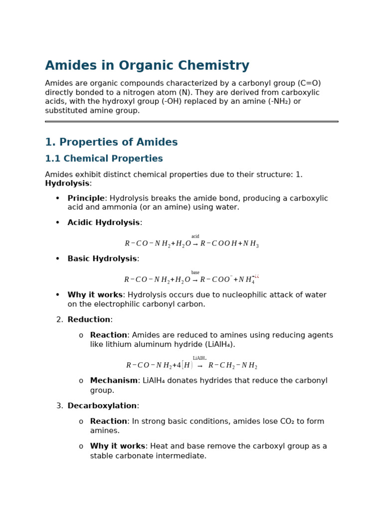 Amides in Organic Chemistry | PDF | Amide | Amine