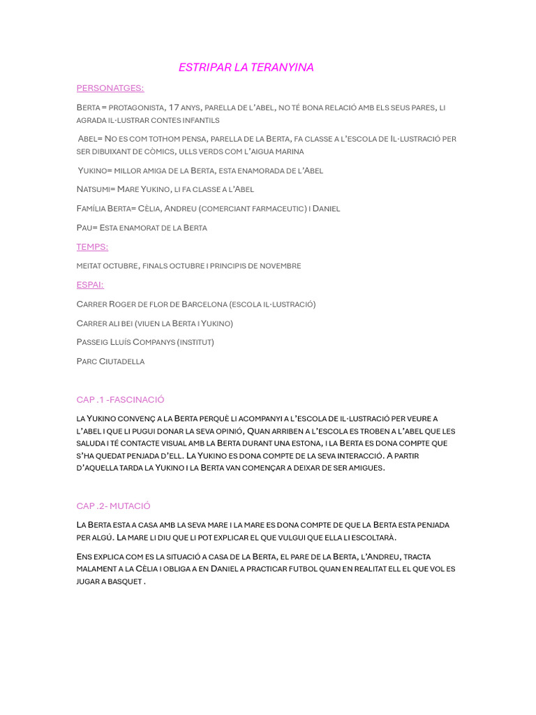 Estripar La Teranyina Resum 1 | PDF