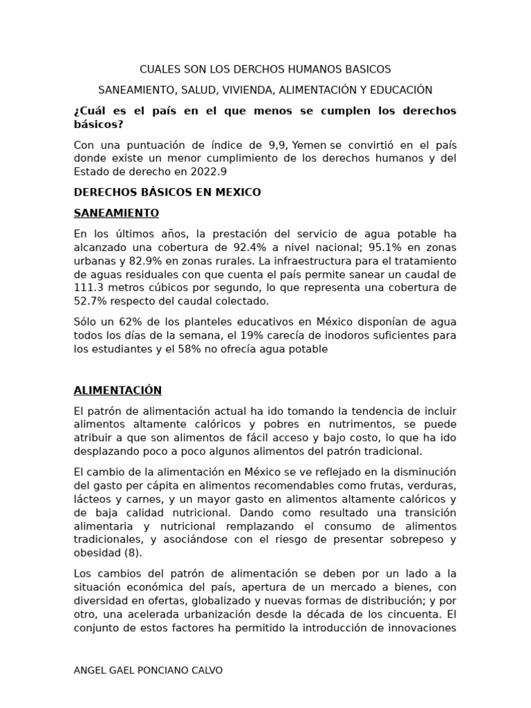 Cuales Son Los Derchos Humanos Basicos | PDF | Obesidad | México