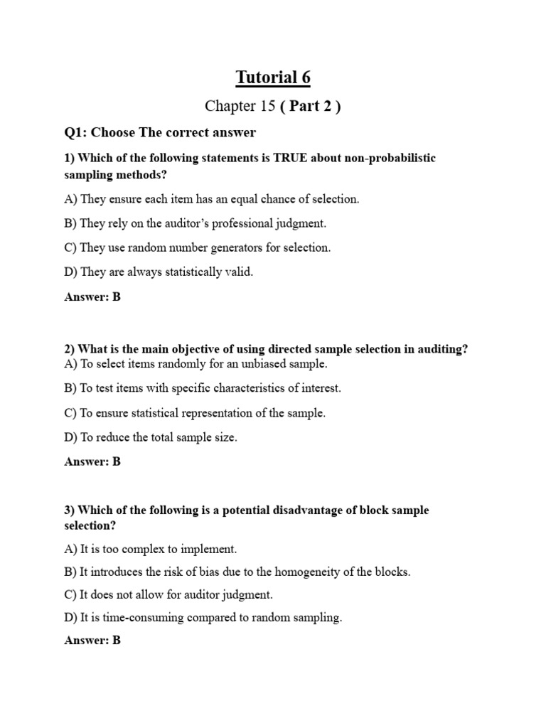 Tutorial 6 (Chapter 15 - P.2) | PDF | Sampling (Statistics) | Audit