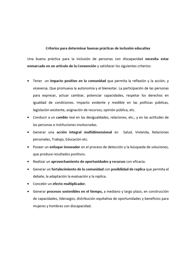 Buenas Prácticas en Inclusión Educativa | PDF