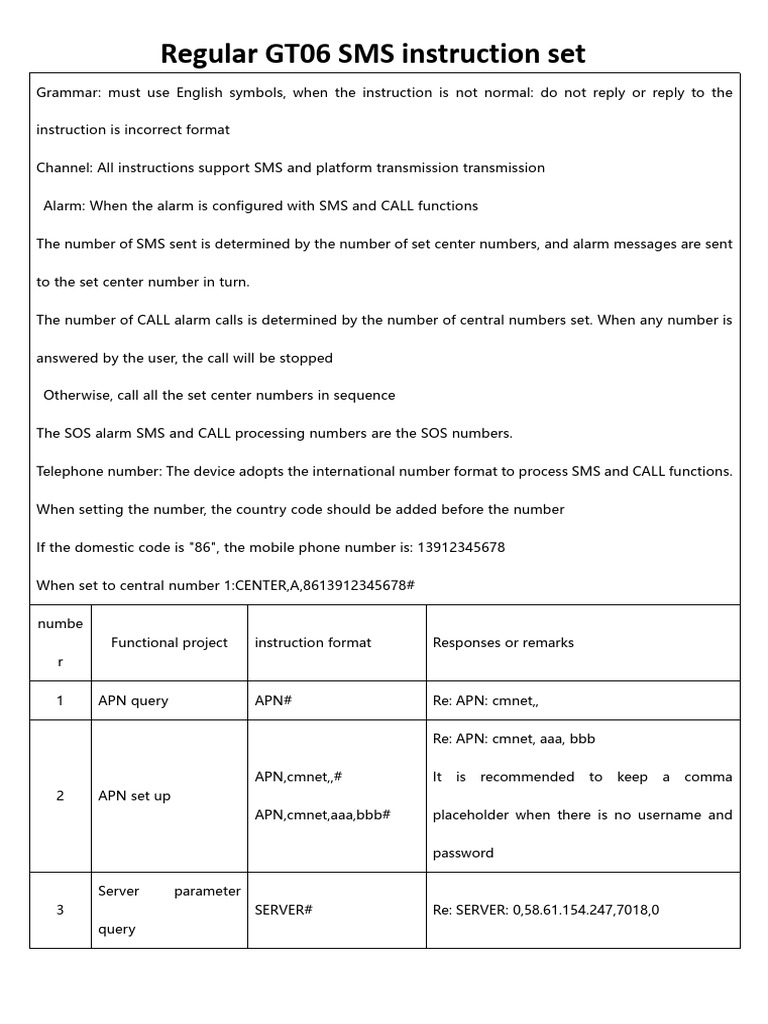 Gt06 sms | PDF | Telephone | Computer Engineering