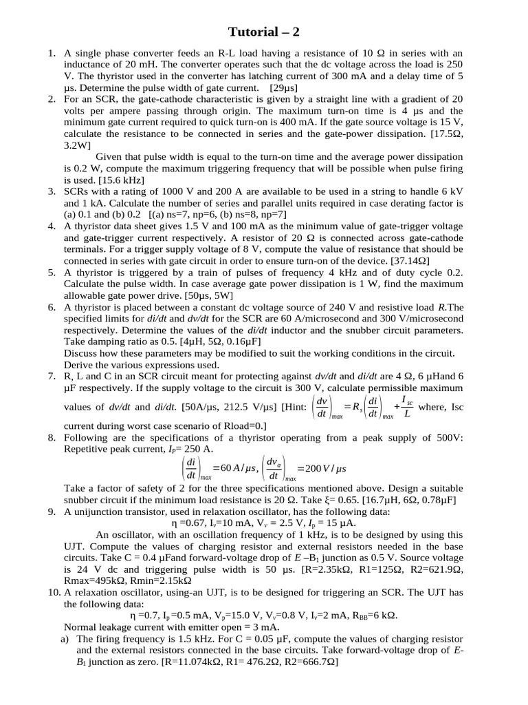 PEC Tutorial 2 | PDF | Series And Parallel Circuits | Electromagnetism