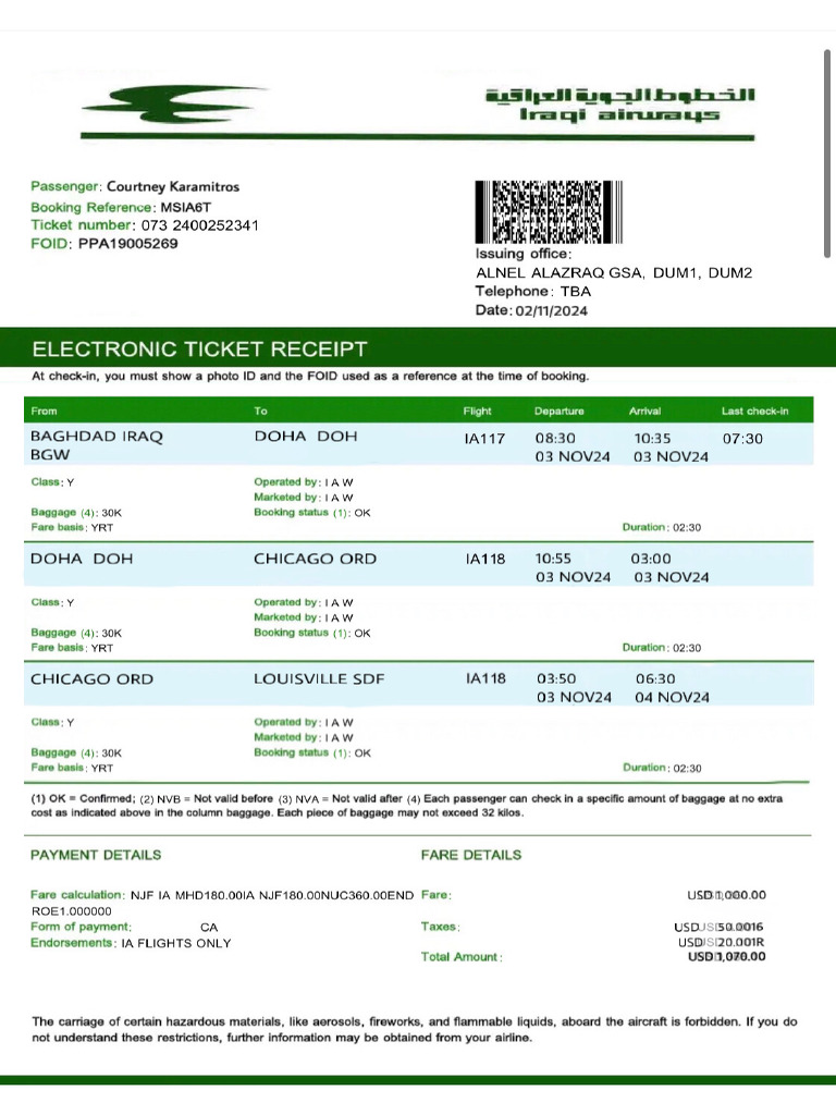 Flight Confirmation. | PDF