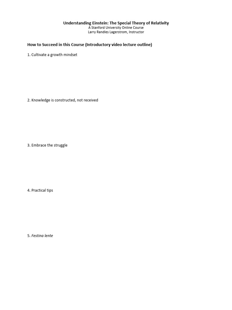 Intro Howtosucceedinthecourse Handout | PDF