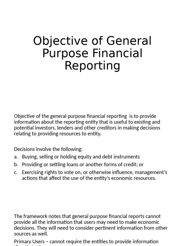 3 - Objective of Financial Reporting | PDF | Equity (Finance) | Debt