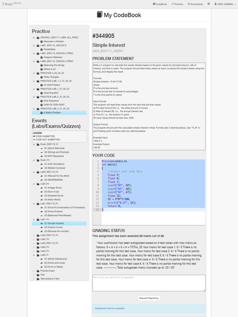 Lab 1 Q1 | PDF | Interest | Computer Programming