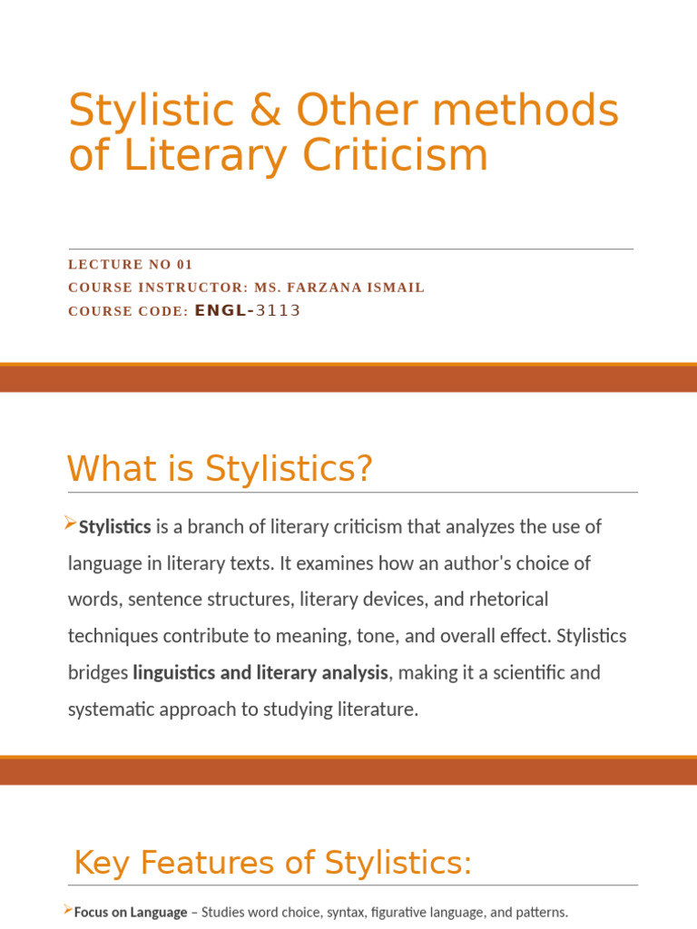 Understanding Stylistics in Literary Criticism | PDF | Linguistics ...