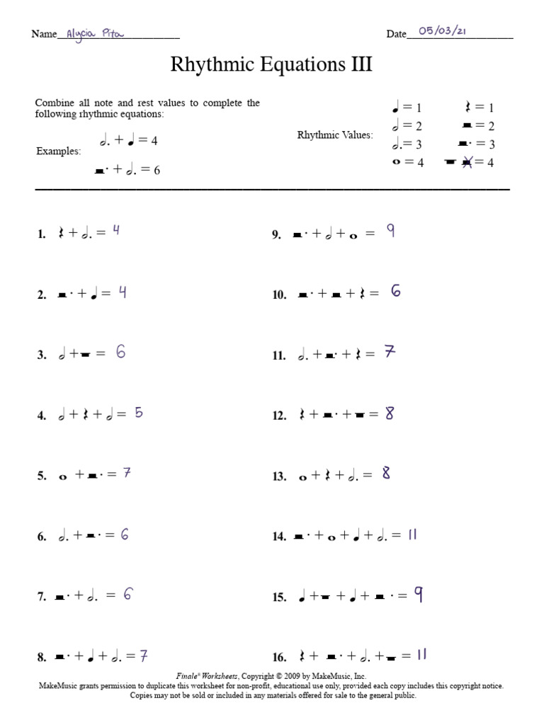2102 Rhythm Equations III - Mus | PDF