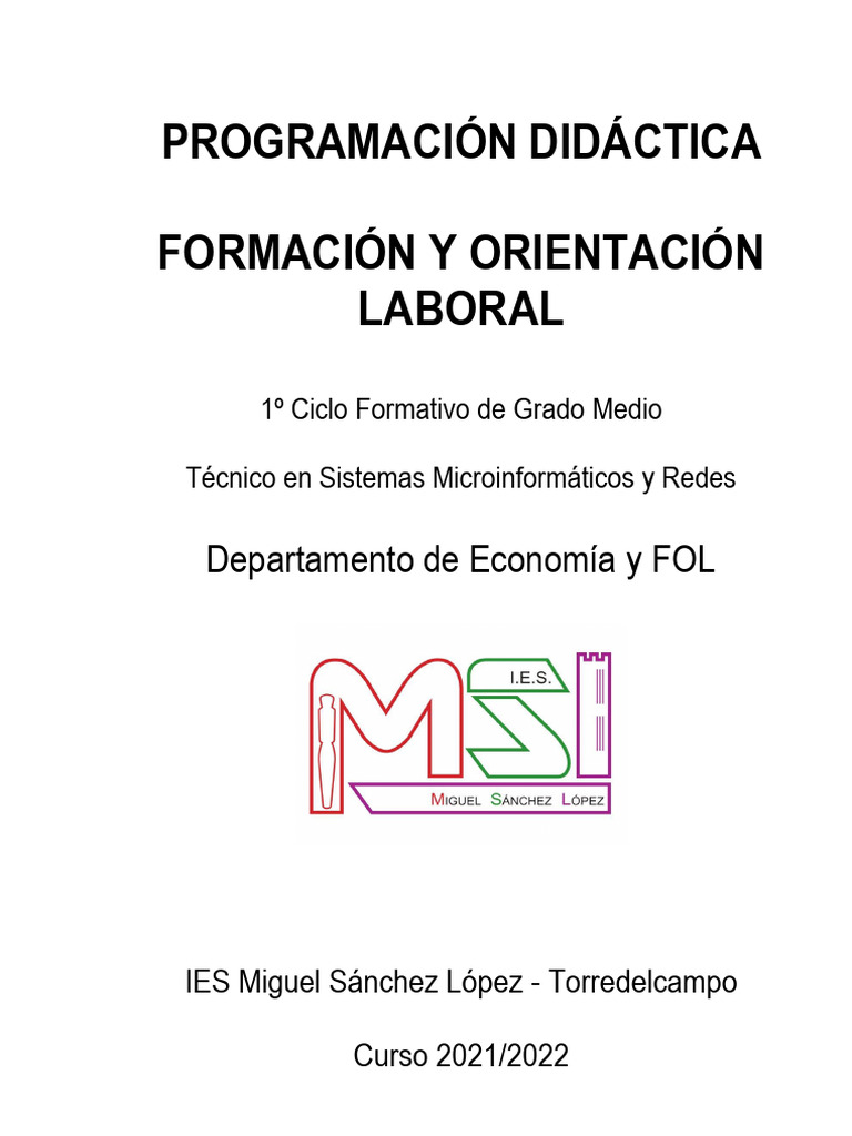 Programacion 1o CF FOL 21 - 22 | PDF | Derecho laboral | Plan de estudios