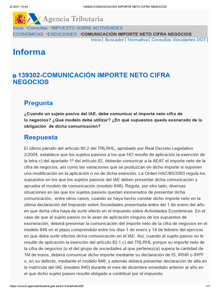 139302-Comunicación Importe Neto Cifra Negocios | PDF | Gobierno