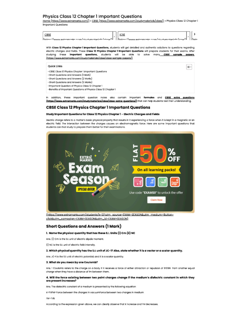 Imp Questions Chapter 01 | PDF