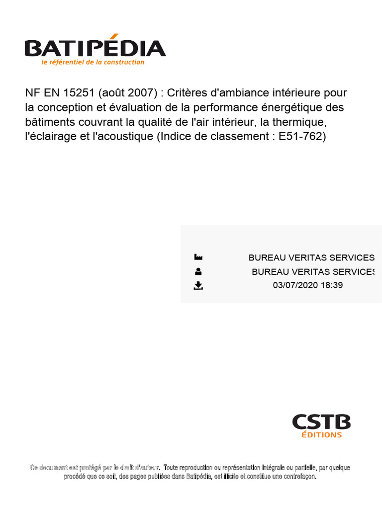 Norme NF EN 15251 : Ambiance intérieure | PDF | Ventilation ...