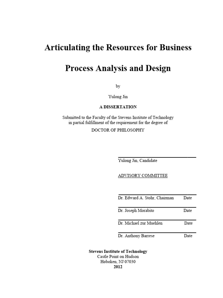Articulating The Resources For Business Process Analysis and Design ...
