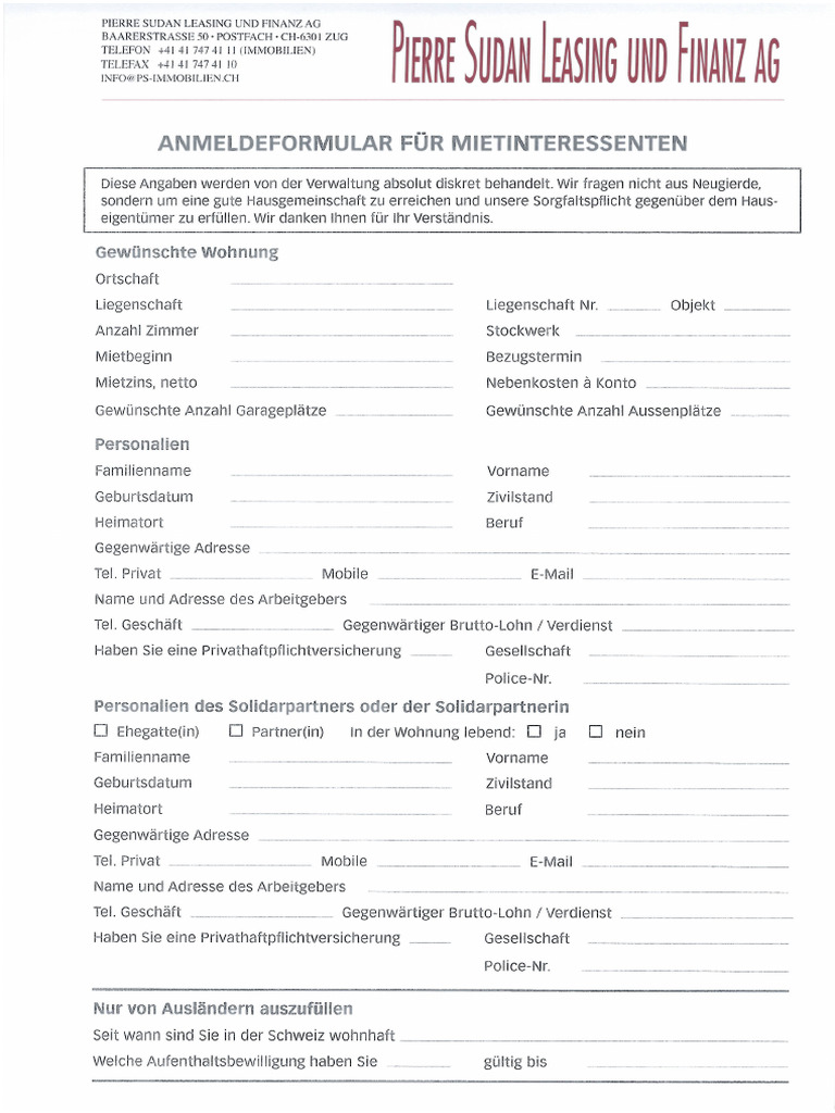 An Melde Formular | PDF