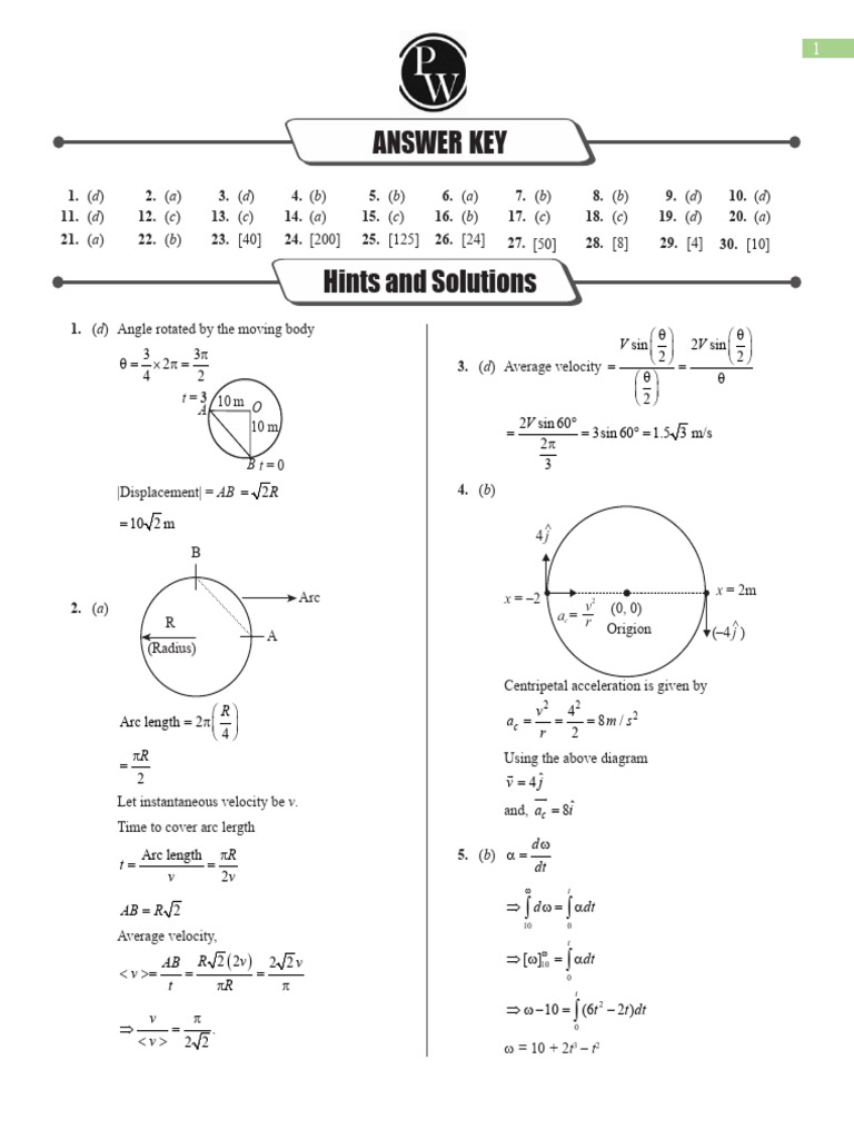 Circular Motion (Solutions) | PDF | Rotation | Applied And Interdisciplinary Physics