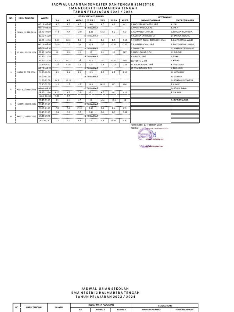 Jadwal Uts 2024 | PDF