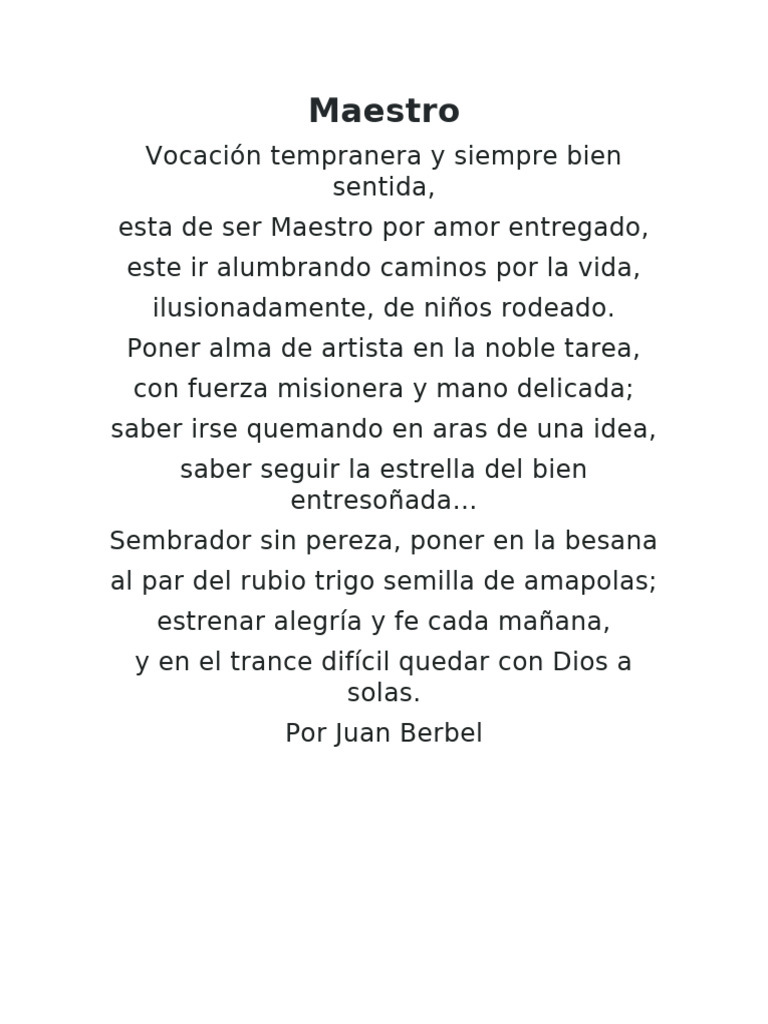 Poemas para el Día del Maestro | PDF
