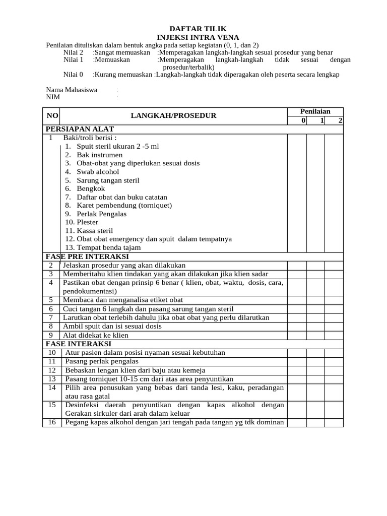 Daftar Tilik Ujian Lab | PDF