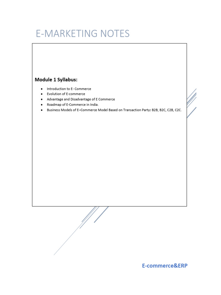 E-Commerce &ERP Notes Part-1 | PDF | E Commerce | Service Industries