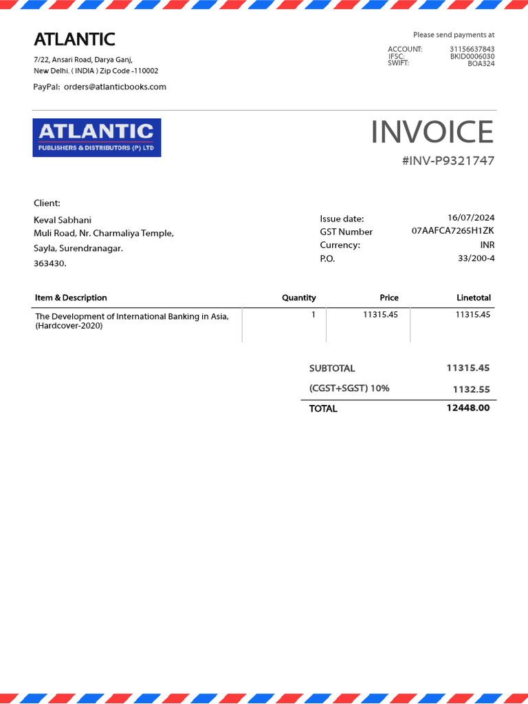 Invoice: Atlantic | PDF | Invoice | Money
