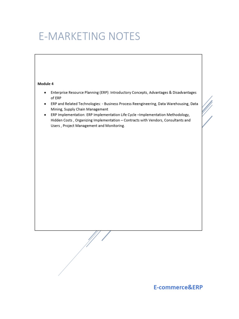 E-Commerce &ERP Notes Part-4 | PDF | Enterprise Resource Planning ...