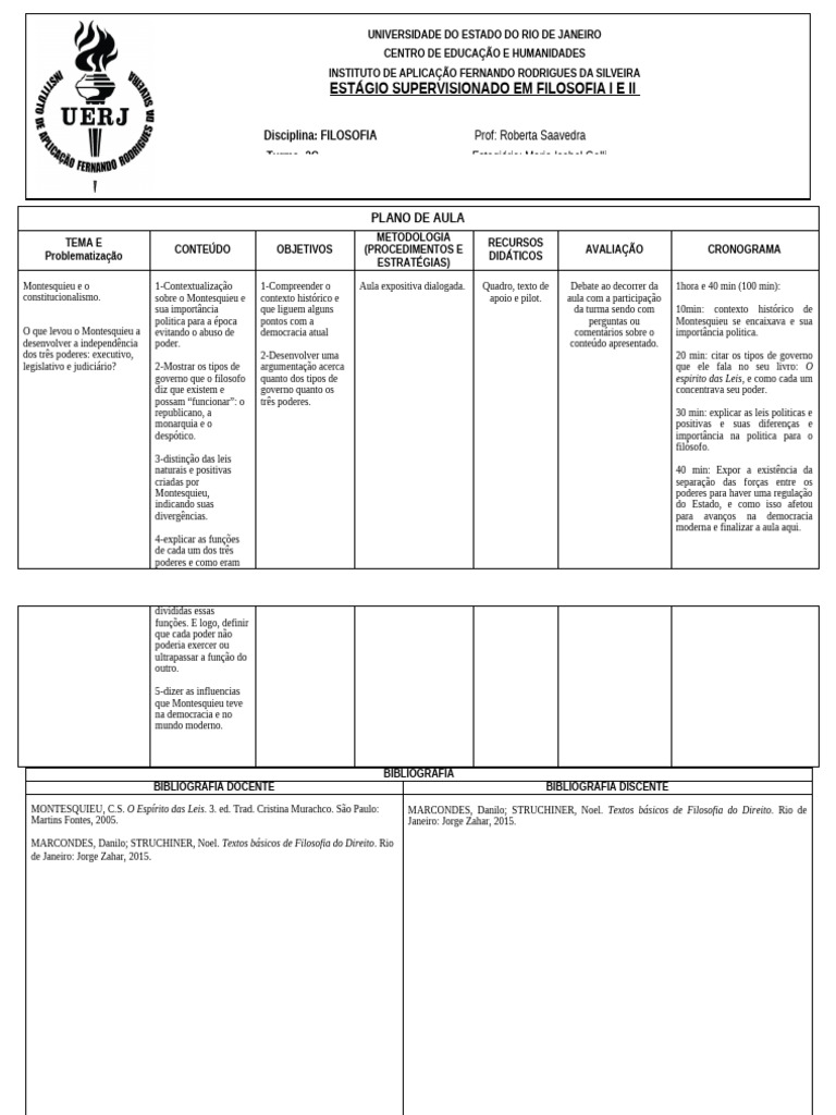 Plano de Aula - 2C | PDF | Montesquieu | Democracia