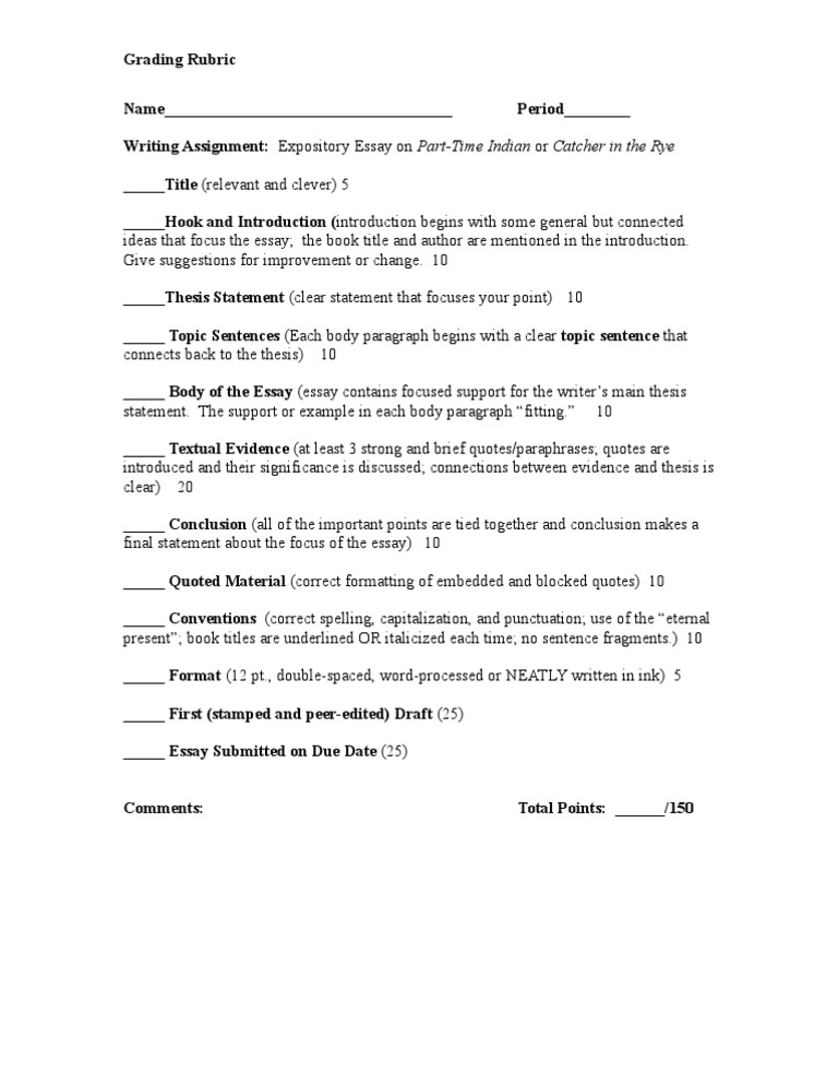 Expository Essay Grading Rubric | PDF