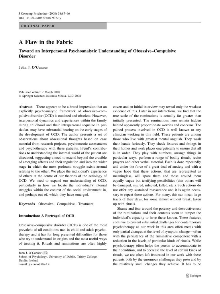 Psychoanalytic Understanding OCD | PDF | Psychoanalysis | Obsessive ...