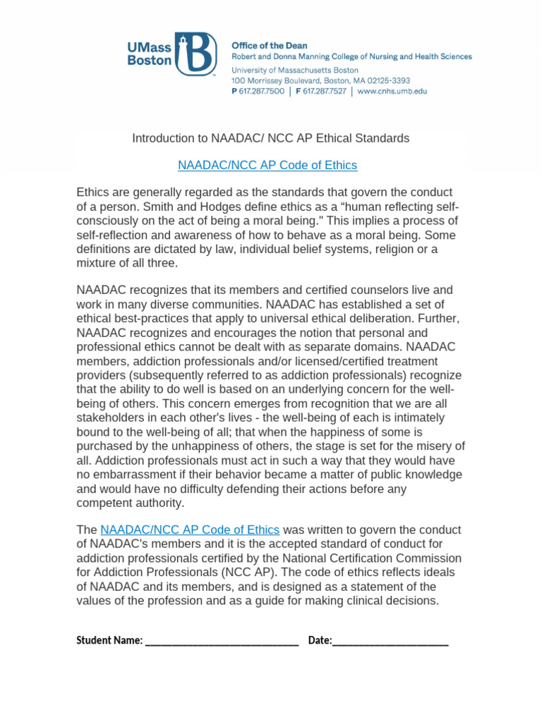 NAADAC/NCC AP Ethical Standards Guide | PDF