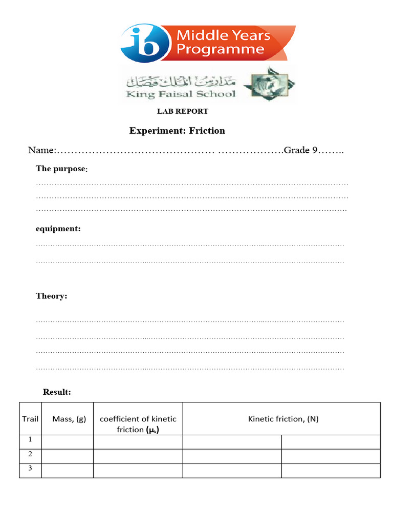 Friction Experiment | PDF
