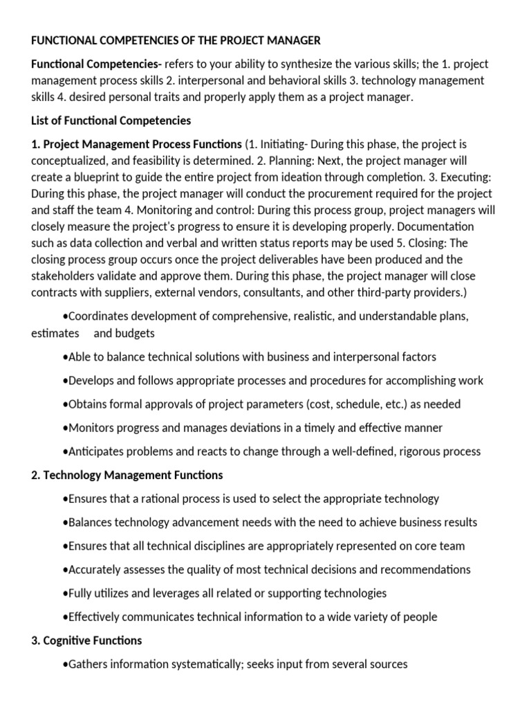 Essential Project Manager Competencies | PDF | Leadership | Information