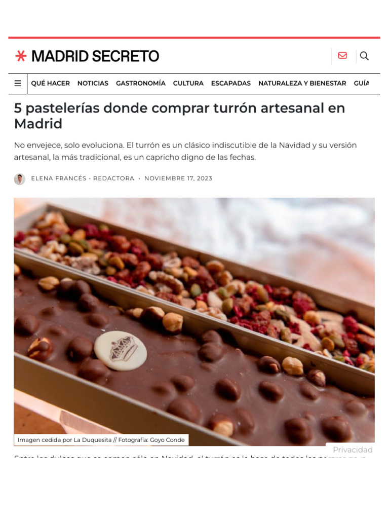 5 Pastelerías Donde Comprar Turrón Artesanal en Madrid - Madrid Secreto ...