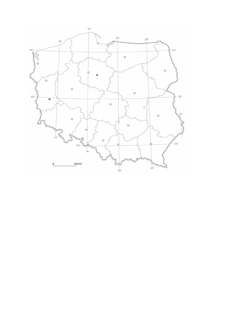 Mapa Konturowa Polski Podzial Administracyjny Miasta Wojewodzkie | PDF