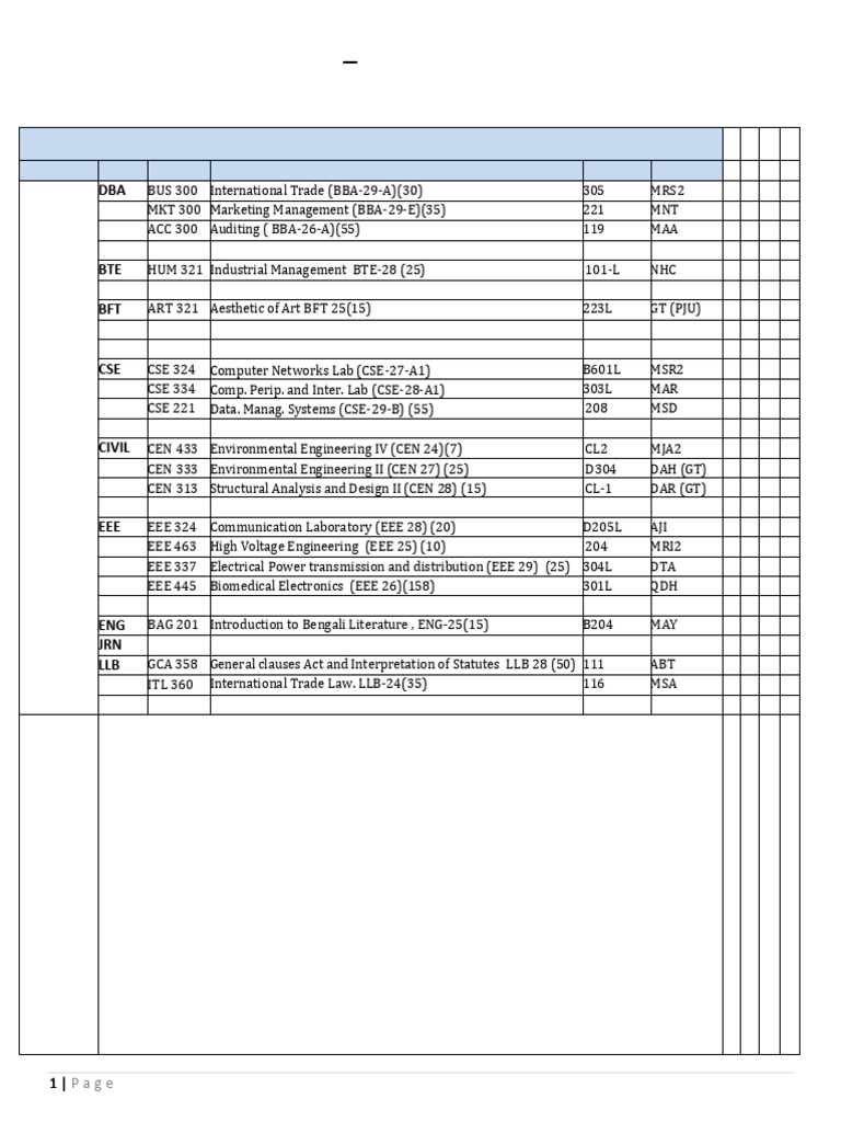 Fall 2024 Trimester-Class Routine Day | PDF | Electrical Engineering | Computing