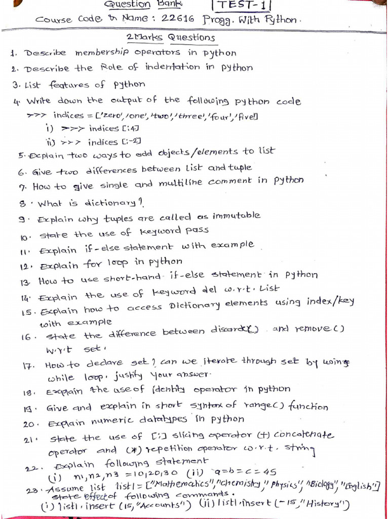 Python QB + Assignment | PDF