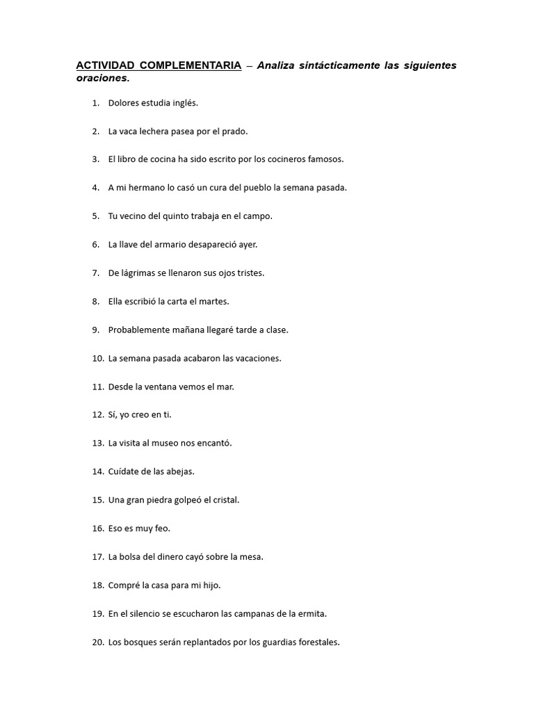 Actividad Complementaria 1 - Sintaxis | PDF