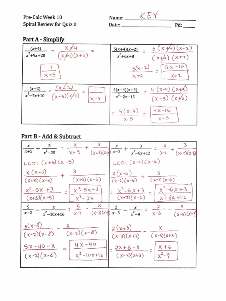 Spiral Review 0 Page 1 Key | PDF