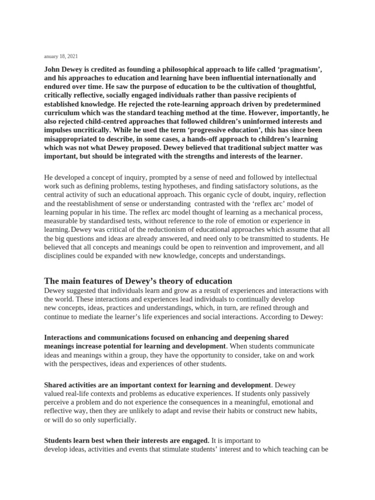 john dewey. | PDF | John Dewey | Learning