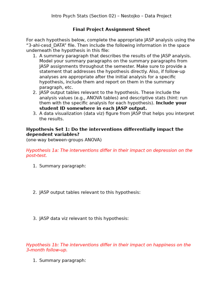4-Final Project Assignment Sheet | PDF | Statistics | Analysis Of Variance