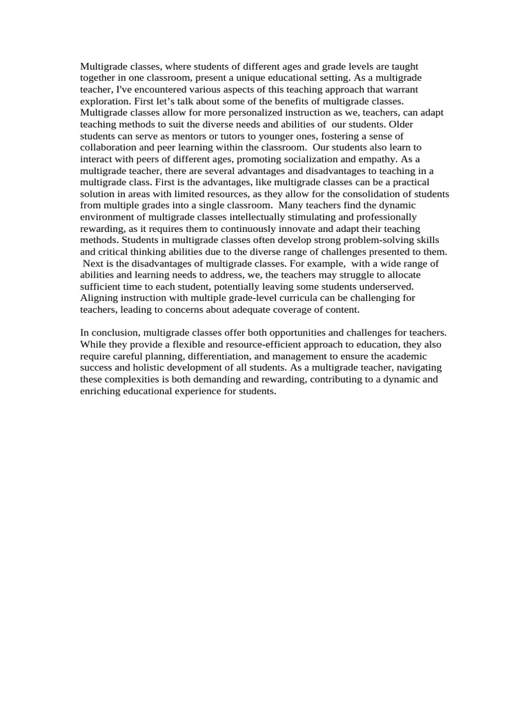 Multigrade Classes | PDF