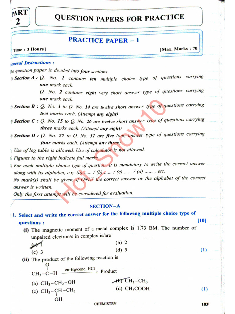 Chemistry Practice Paper | PDF