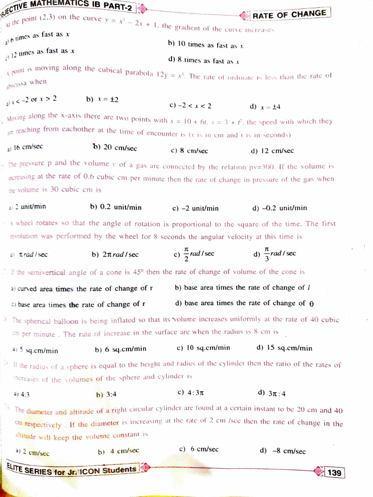 Rate of Change in Mathematics Problems | PDF | Analytic Geometry ...