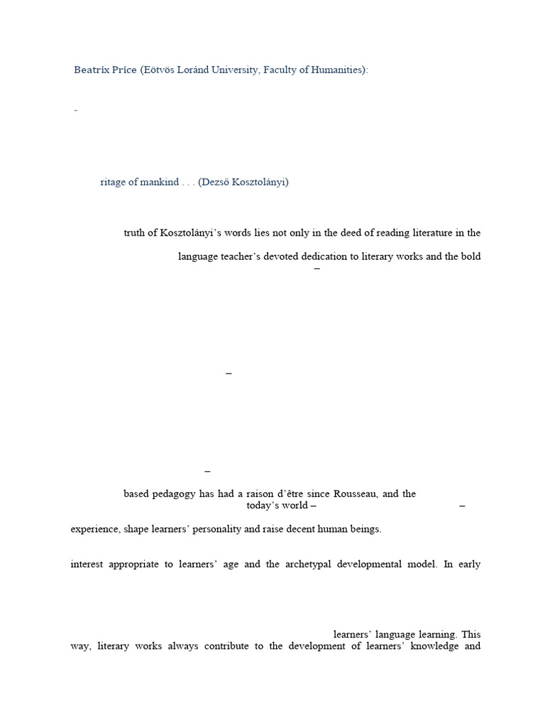 TÓK Article English Language Teaching With Excerpts From Literature ...