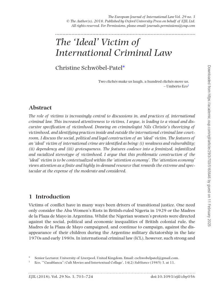 The 'Ideal' Victim in International Law | PDF | International Criminal ...